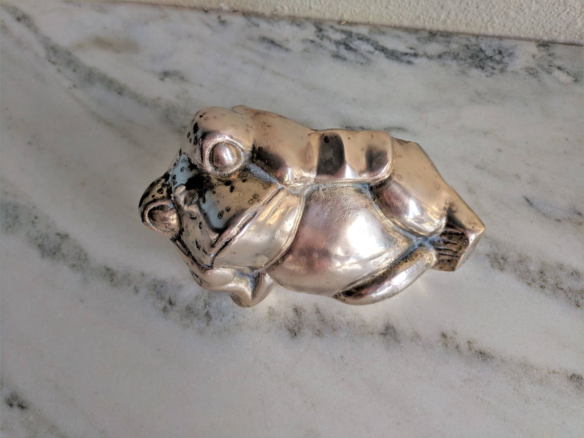 Large Solid Brass Frog Figurine Statue Gold Frog Desk | Etsy