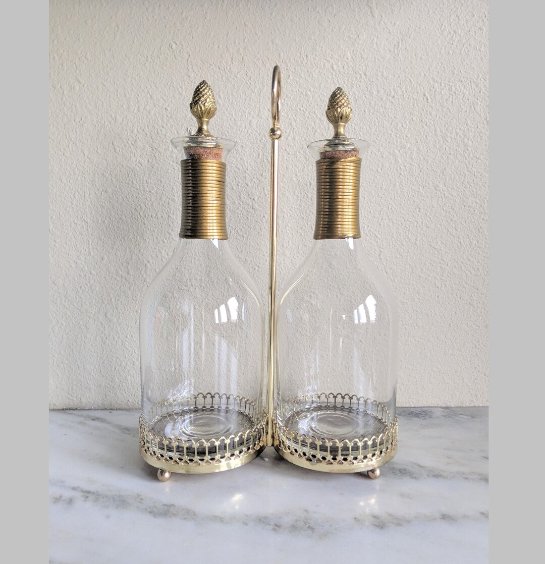 Vintage Brass Pineapple Decanter Set, Decorative Liquor Bottle Serving ...