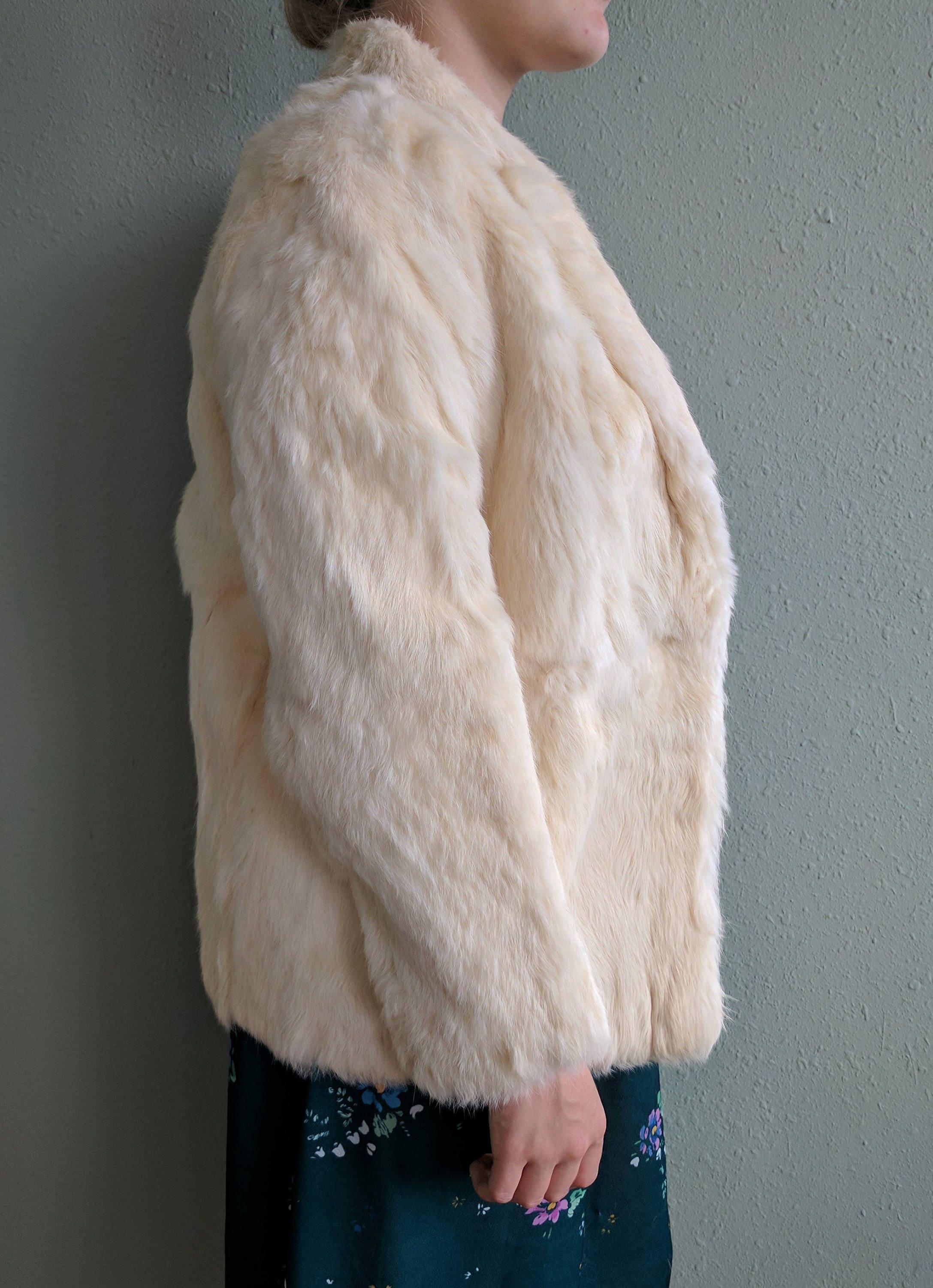 Vintage Rabbit Fur Coat Blazer 1980s Boho Fur Coat Hobo Fur - Etsy