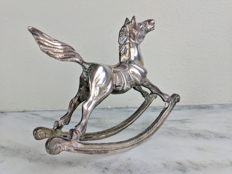 Large Vintage Solid Brass Rocking Horse Statue Gold Rocking - Etsy