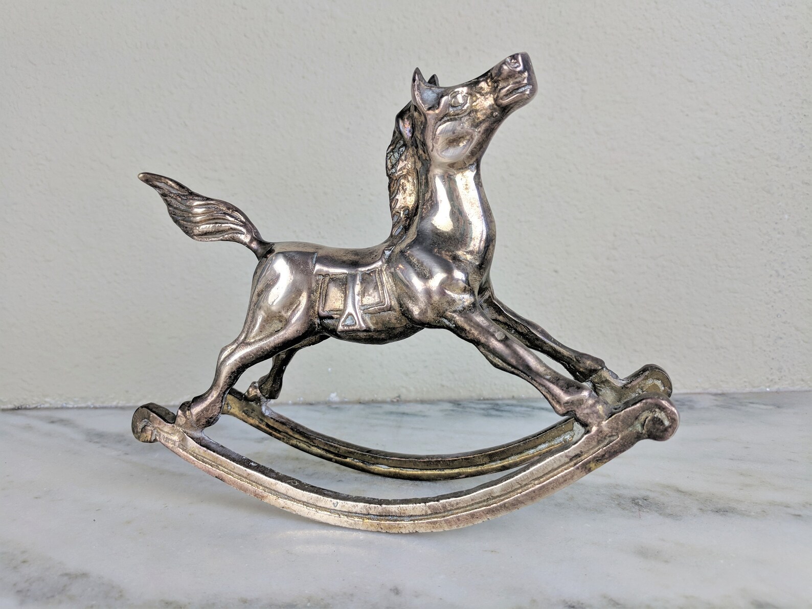 Large Vintage Solid Brass Rocking Horse Statue Gold Rocking | Etsy