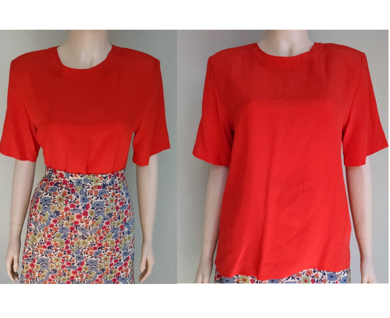 Orange 100% Silk Boxy Blouse, Pure Silk Orange Blouse, Oversized ...