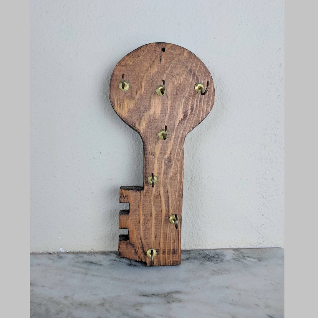 Large Vintage Wooden Key Holder, Wooden Skeleton Wall Key Hanger ...