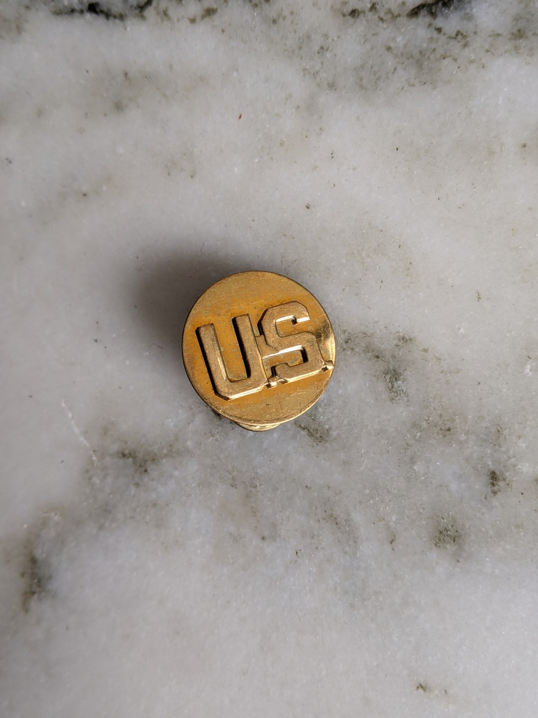 Vintage US Military Pin, Brass Gold USA Collar Uniform Pin Tie Tack ...