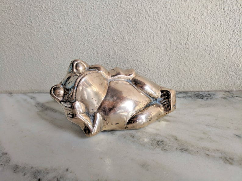 Large Solid Brass Frog Figurine Statue Gold Frog Desk | Etsy