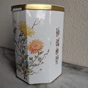 Vintage Asian Tea Biscuit Cookie Storage Tin, Kitchenware Metal Storage ...
