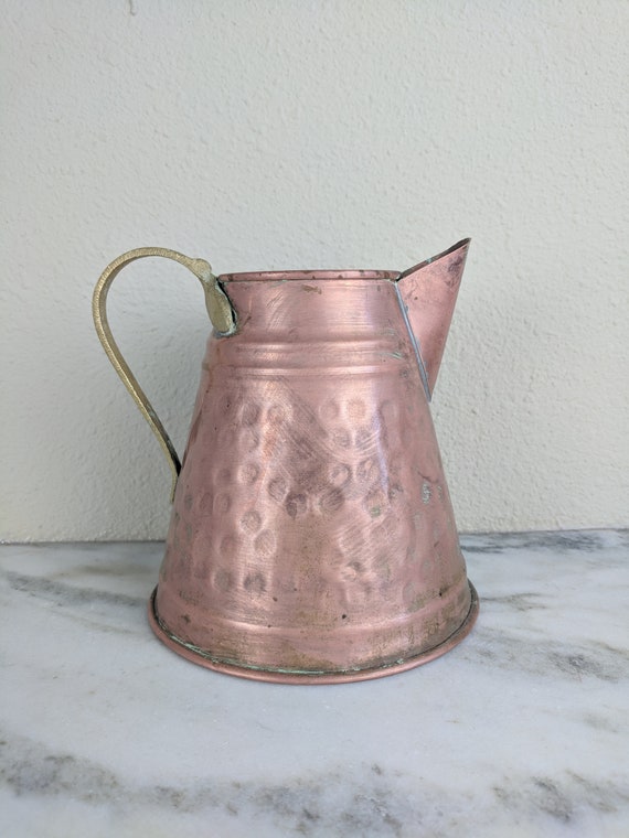 Large Vintage Handmade Copper Pitcher Antique Hammered Copper | Etsy