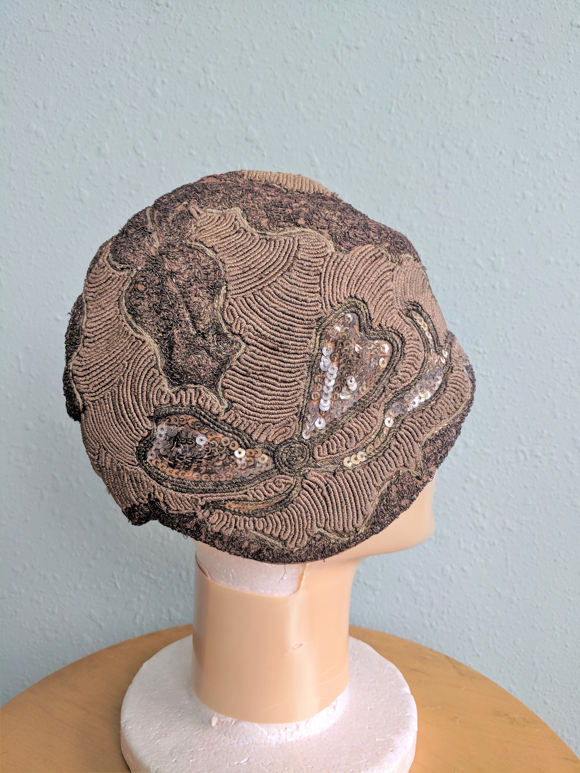 1920s Couture Flapper Skullcap Art Deco Sequin Beaded Evening | Etsy