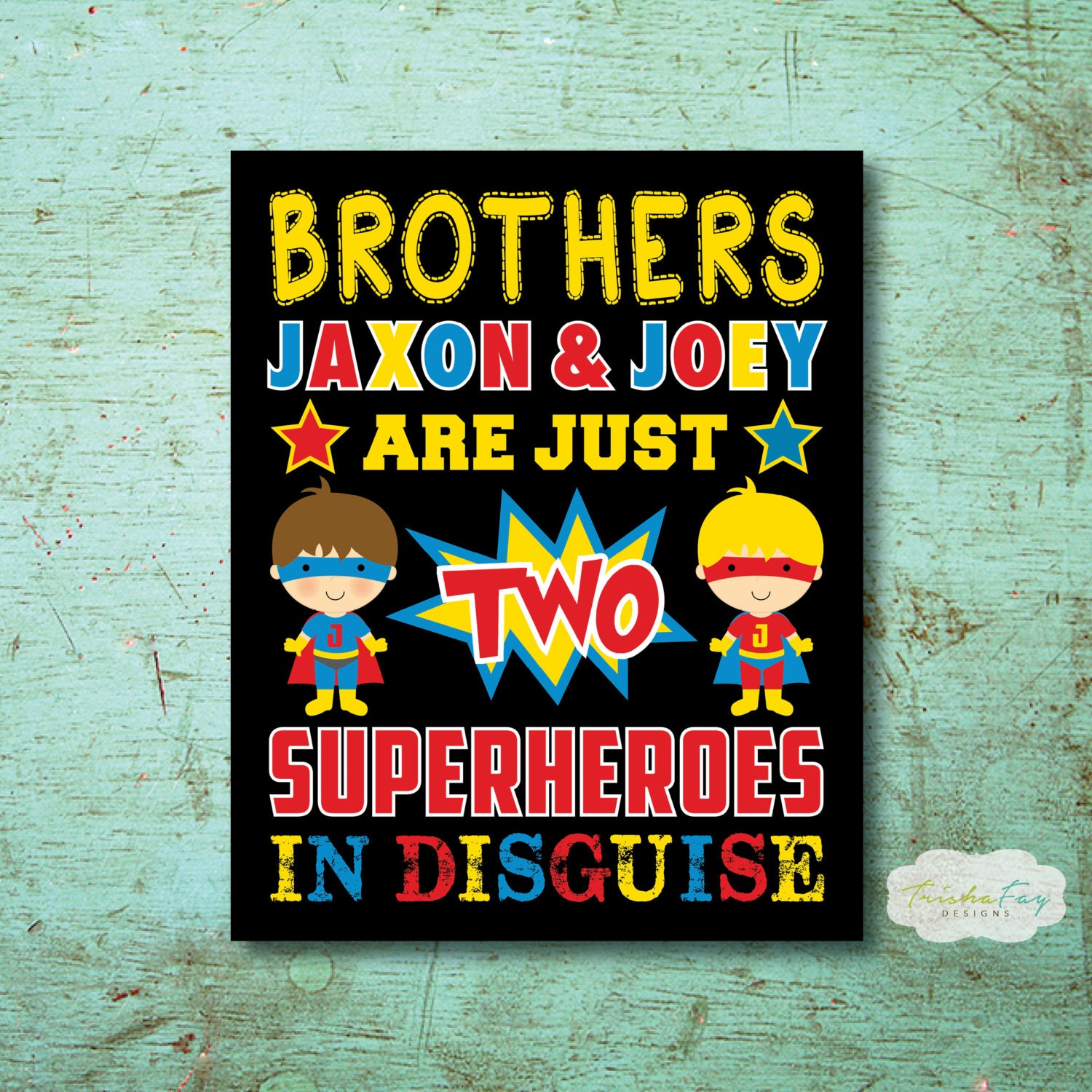Wall Hangings Home Décor Brother Decor Brothers Sign Superhero Wall Art ...