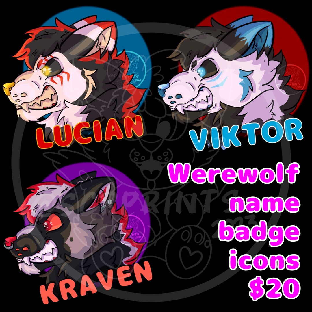 Werewolf/canine ONLY Name Badge Icons READ DESCRIPTION!! - Etsy