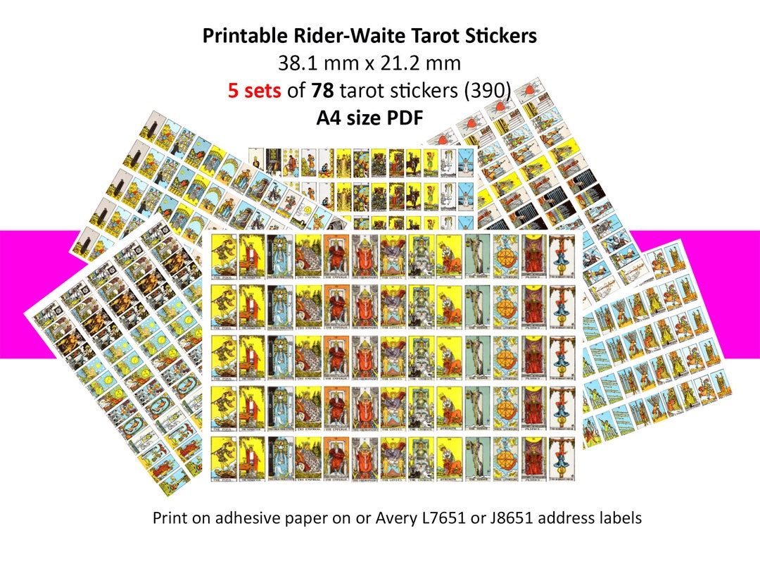 Printable Tarot Stickers Rider-waite Tarot Stickers Print at Home ...