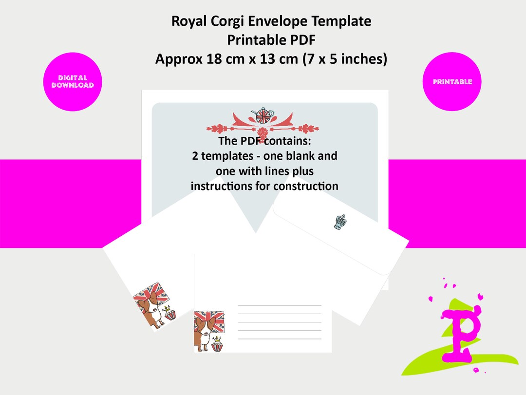 Royal Corgi Envelope Template Printable Envelope DIY Envelope PDF - Etsy