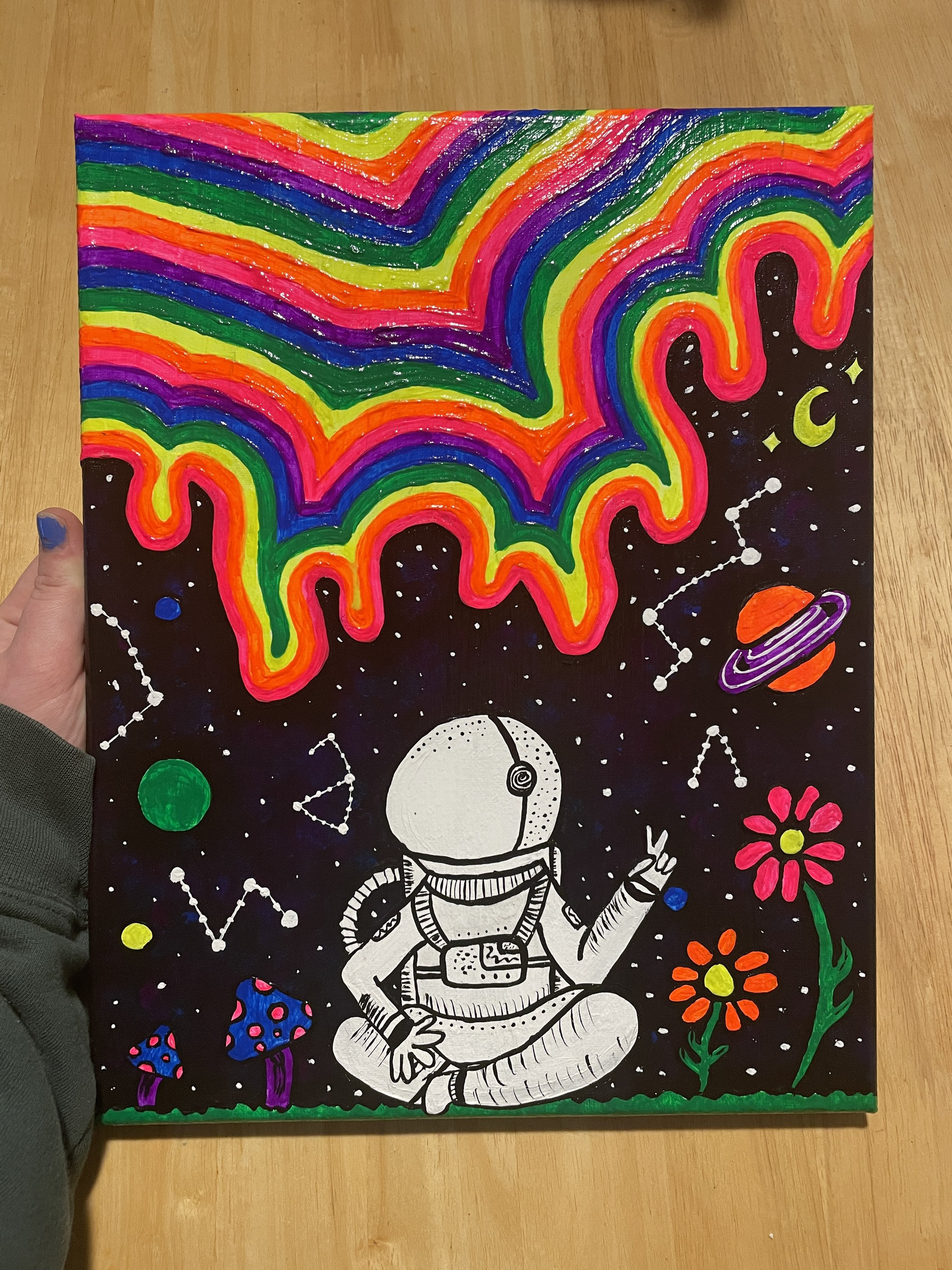 Neon Trippy Astronaut Space Acrylic Painting - Etsy