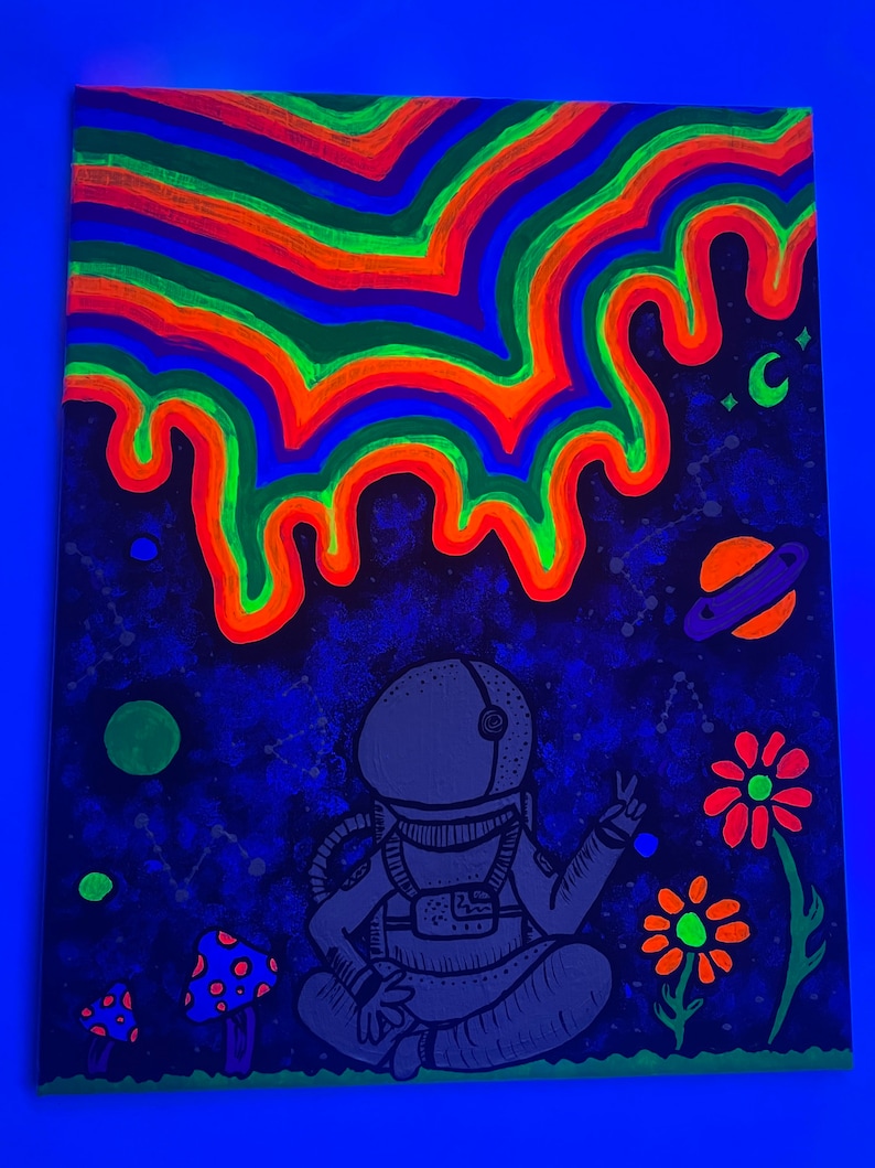 Neon Trippy Astronaut Space Acrylic Painting - Etsy