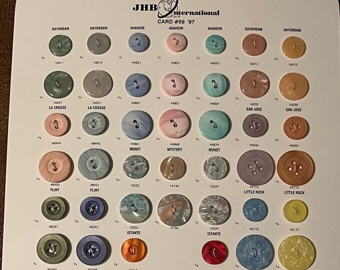 JHB International 1997 Fashion Button Sample Card 59 Multi Colored ...