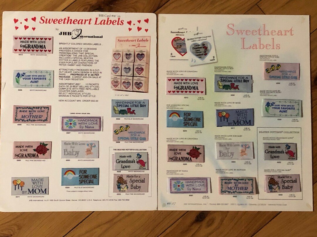 JHB International Vintage Salesman Sample Cards of LABELS Set of 2 - Etsy