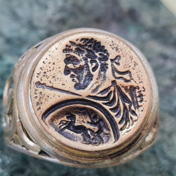 Caracalla bronze intaglio roman legio ring handmade … - Gem