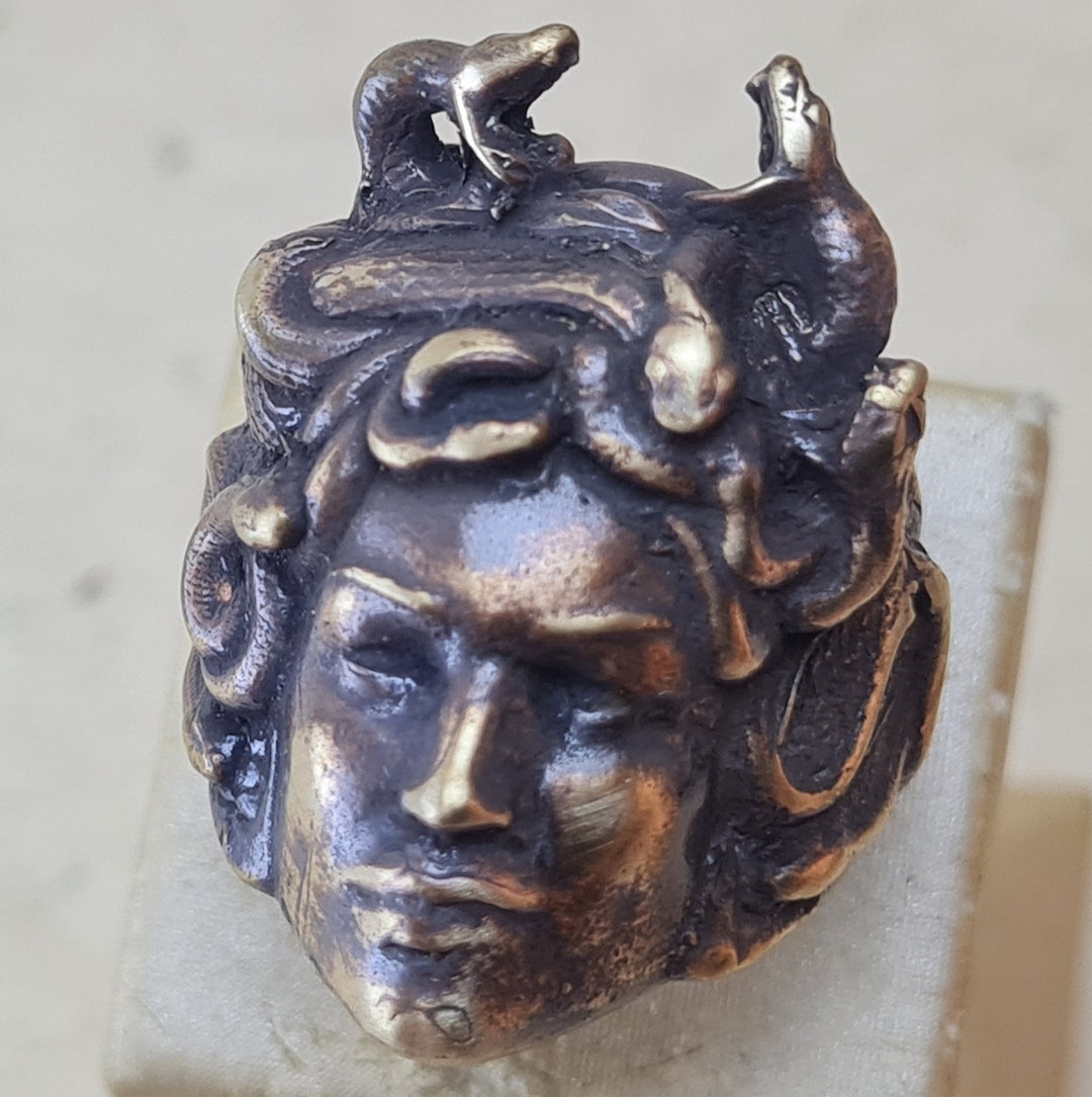 Gorgon Medusa Bronze Roman Ring Handmade Signet Vintage Rare Ancient - Etsy