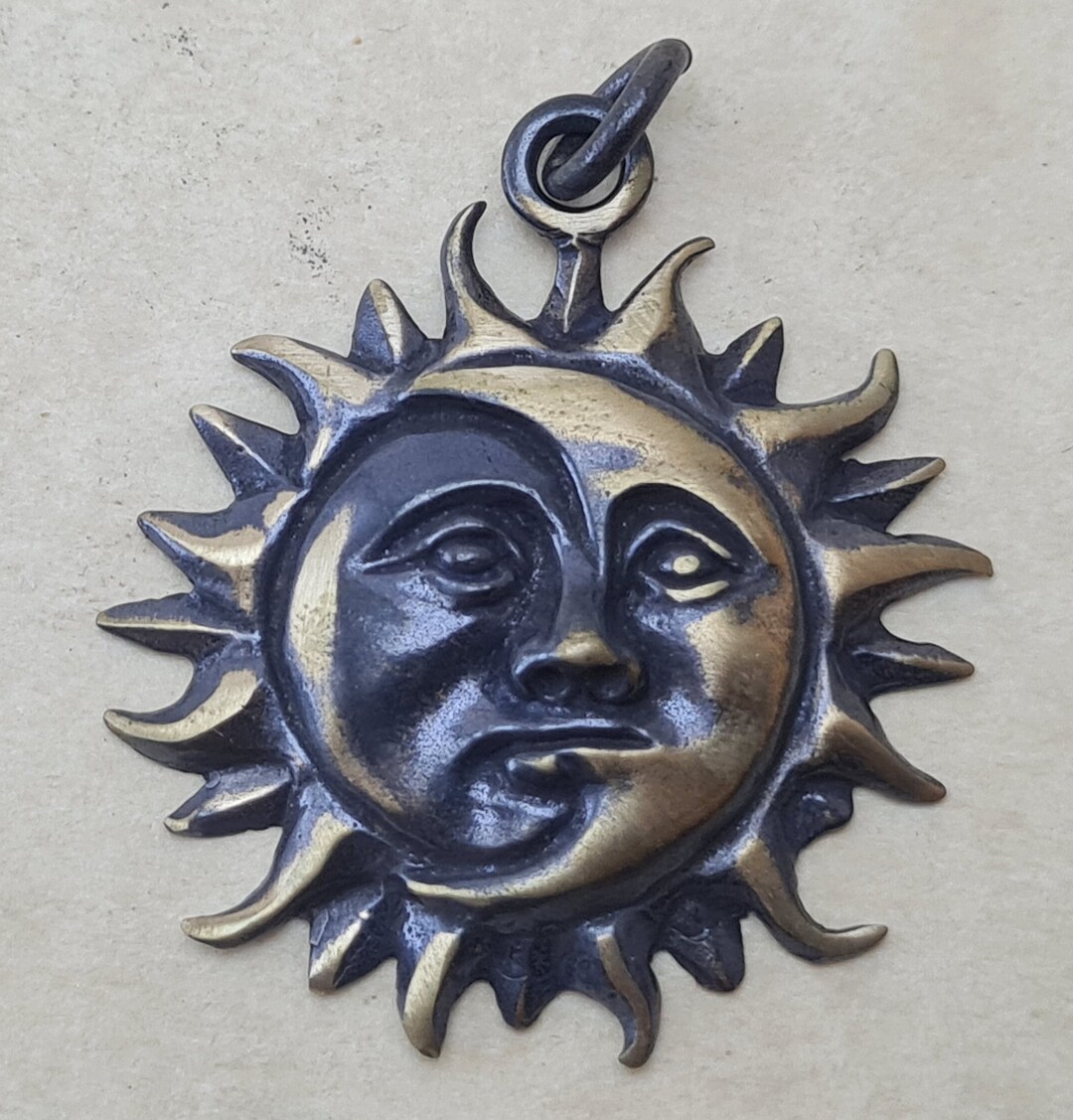 Sun and Moon Bronze Pendant-vintage-antique ROMAN-BRONZE-RARE - Etsy