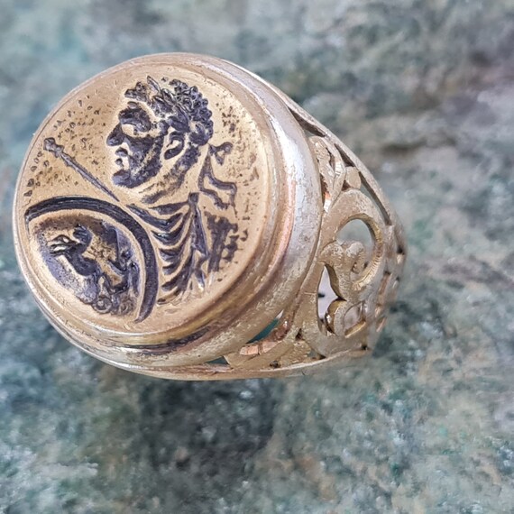 Caracalla bronze intaglio roman legio ring handmade … - Gem