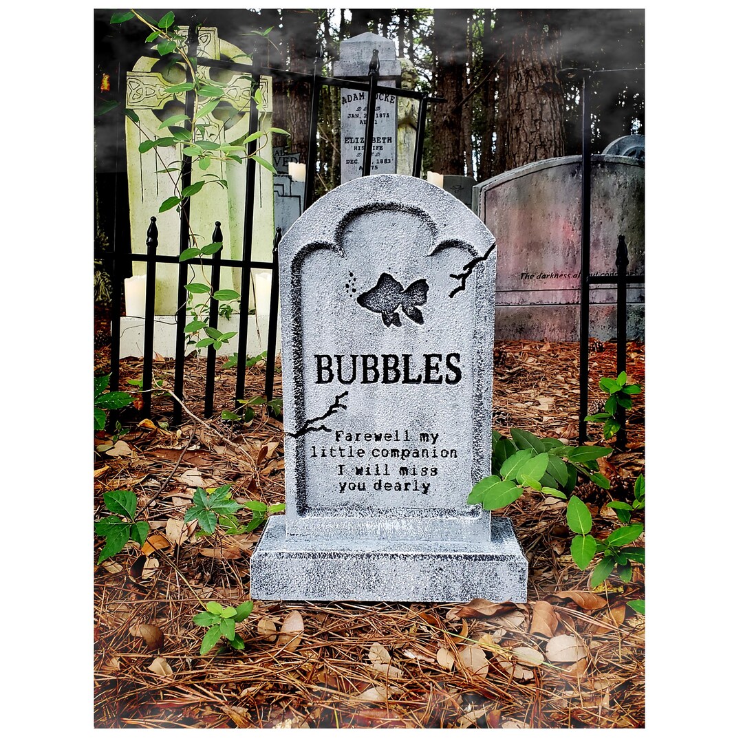 Evil Soul Studios Pet Cemetery Bubbles the Fish Tombstone Halloween ...