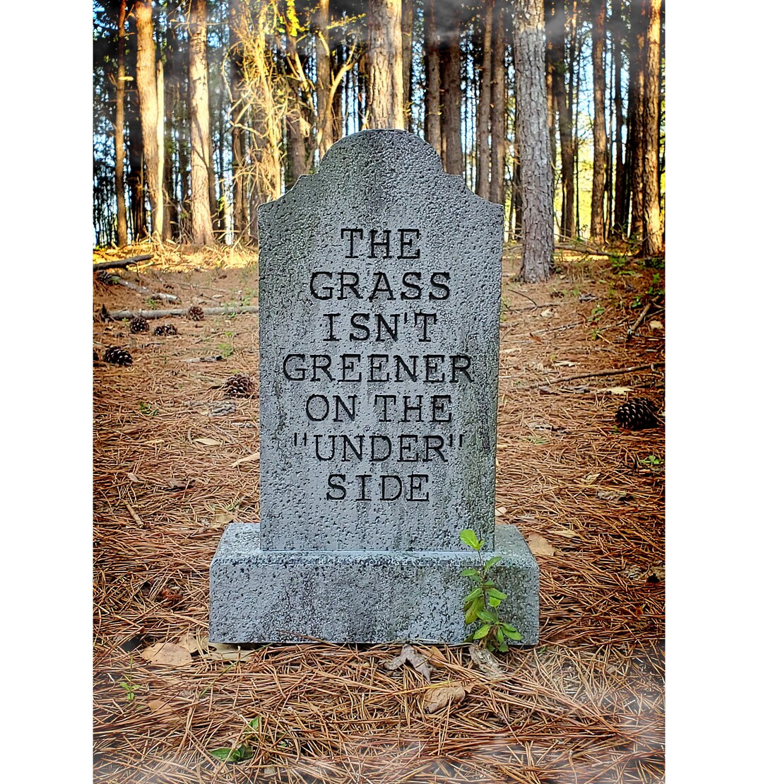 Evil Soul Studios Grass Isnt Greener Headstone Halloween Prop Little ...