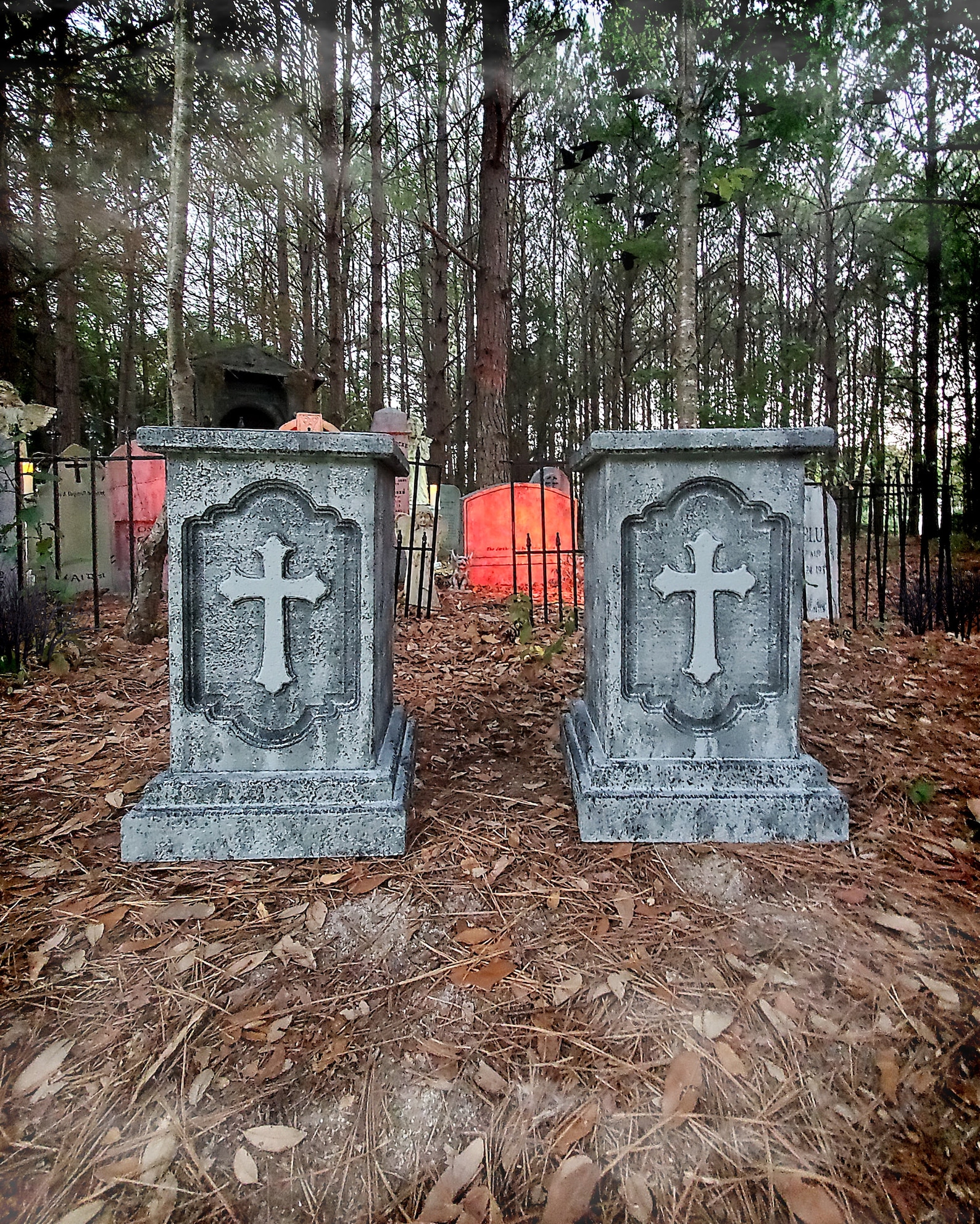 Evil Soul Studios Elevated Gray Cross Pedestal Stands Set of 2 ...