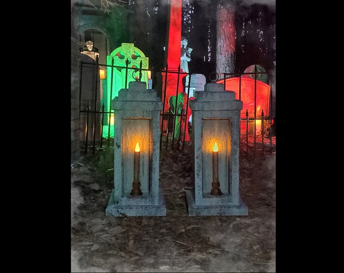 Evil Soul Studios Haunted Mansion Flickering Flame Lanterns Halloween ...