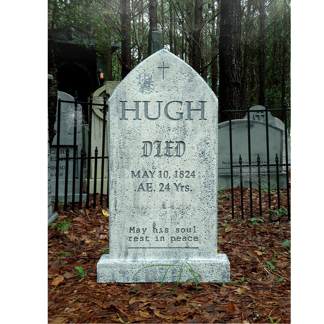 Evil Soul Studios Vintage Hugh Rest in Peace Tombstone Halloween ...