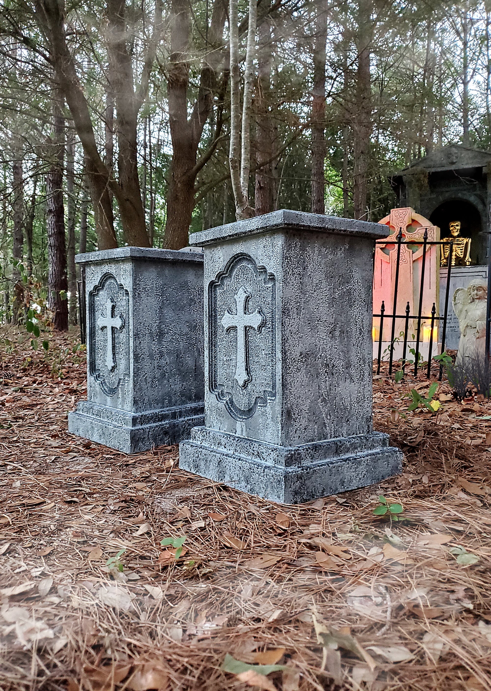 Evil Soul Studios Elevated Gray Cross Pedestal Stands Set of 2 ...