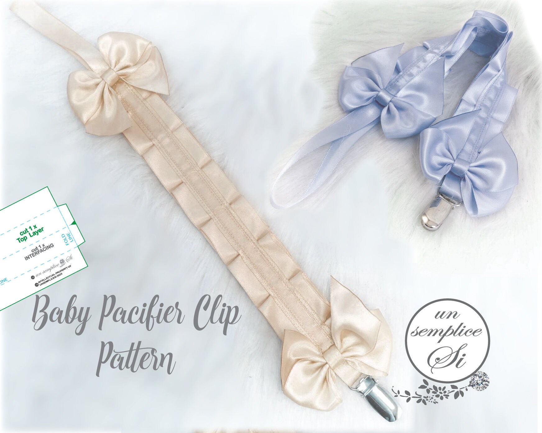 Baby Accessories Sewing Pattern PDF – Pacifier Clip With 4 Covers & Bib ...
