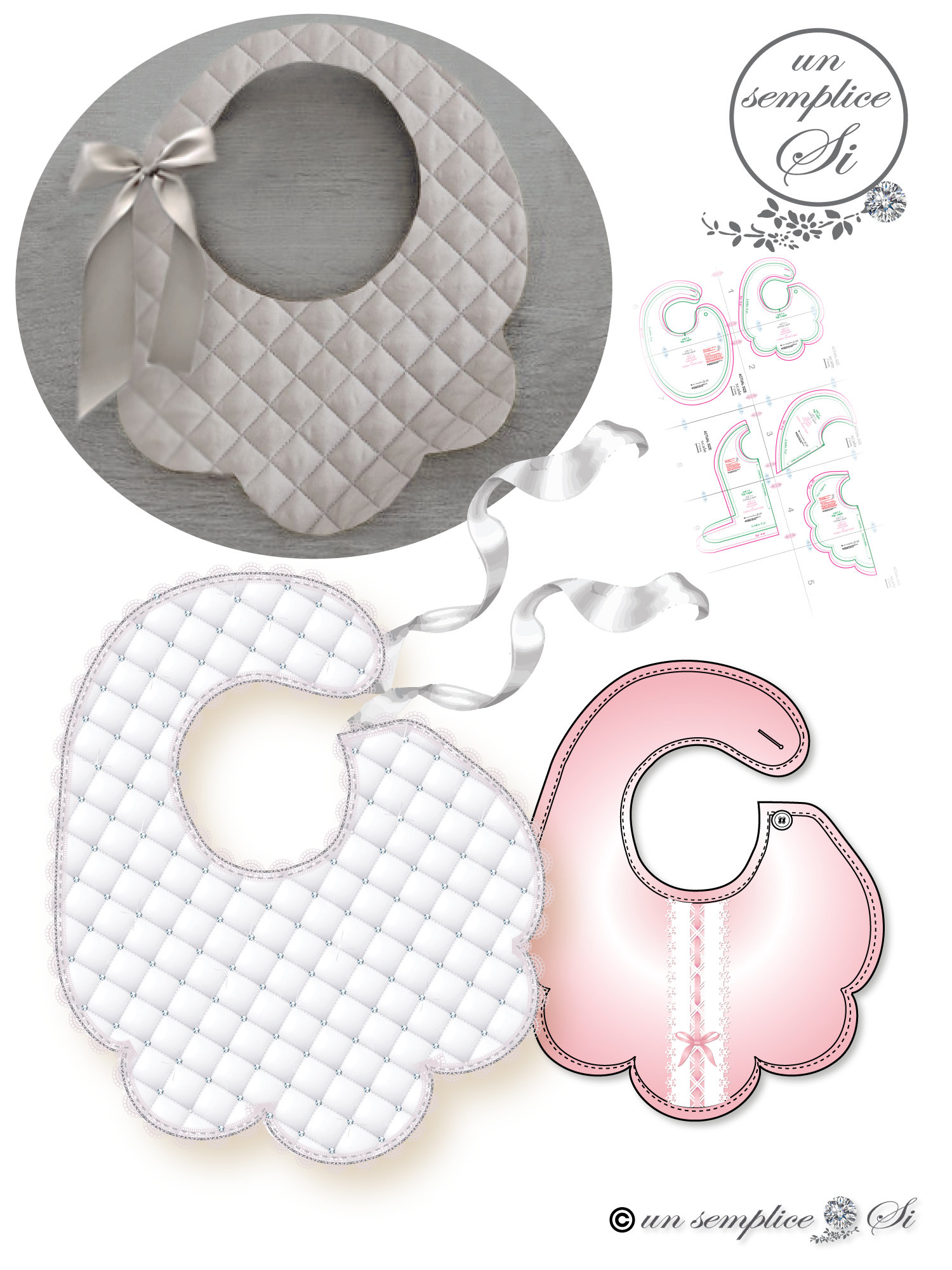 5 Baby Bibs Patterns, Christening Bibs, Baptism Toddler Bib Pattern ...