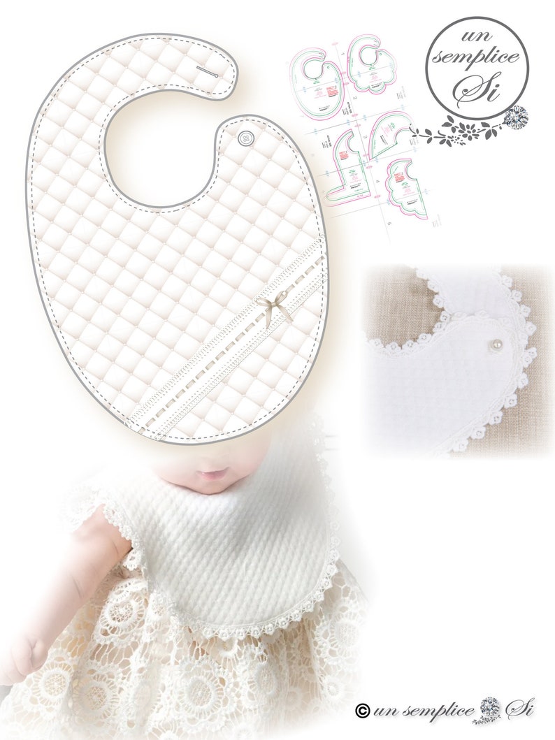 5 Baby Bibs Patterns, Christening Bibs, Baptism Toddler Bib Pattern ...