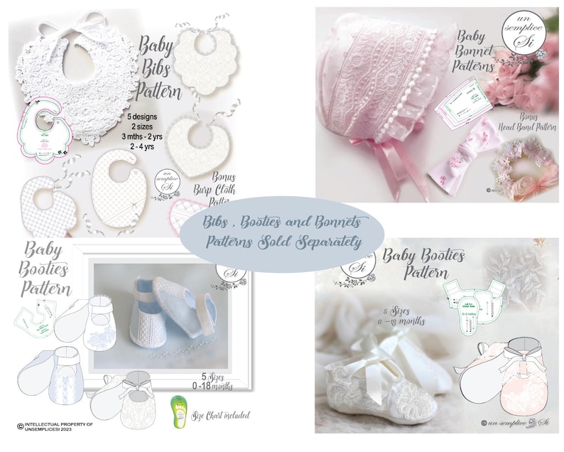 Baby Bibs Patterns, 3 Christening Bibs, Baptism Toddler Bib Pattern ...