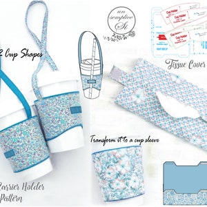 Tissue Cover Pattern, Cup Carrier Holder, Cup Sleeve, Reversible Coffee ...
