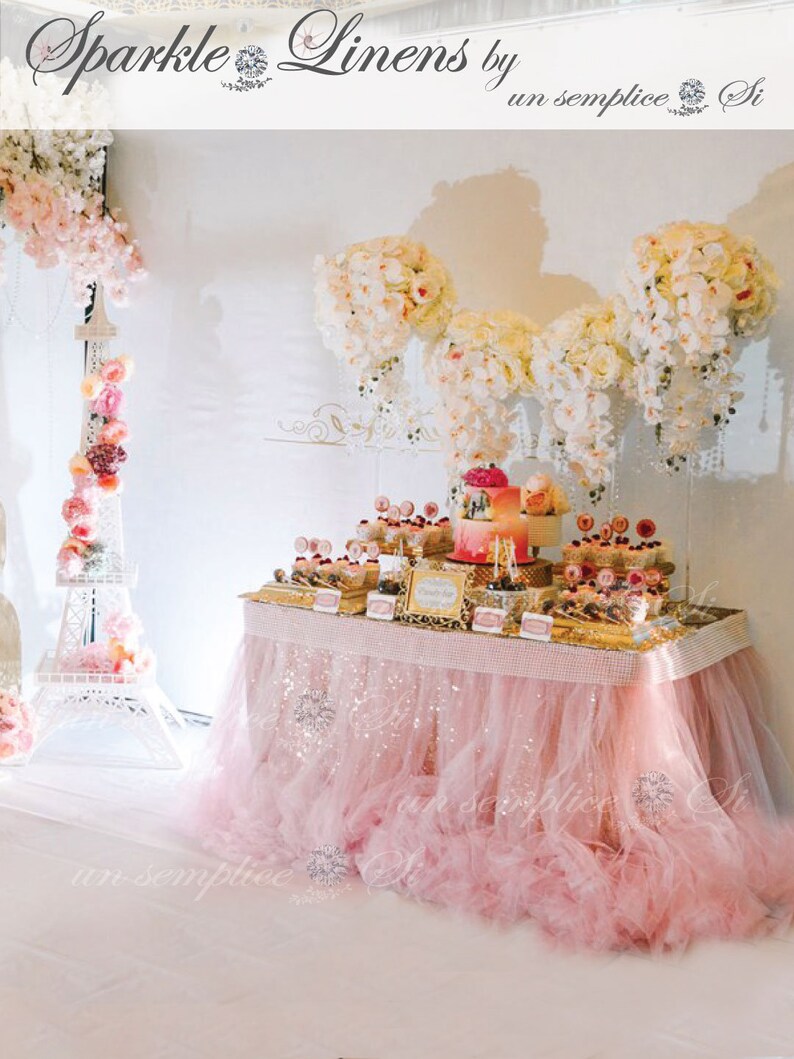 Sequin Table Cap Sequin Table Cloth Sequin and Tulle | Etsy