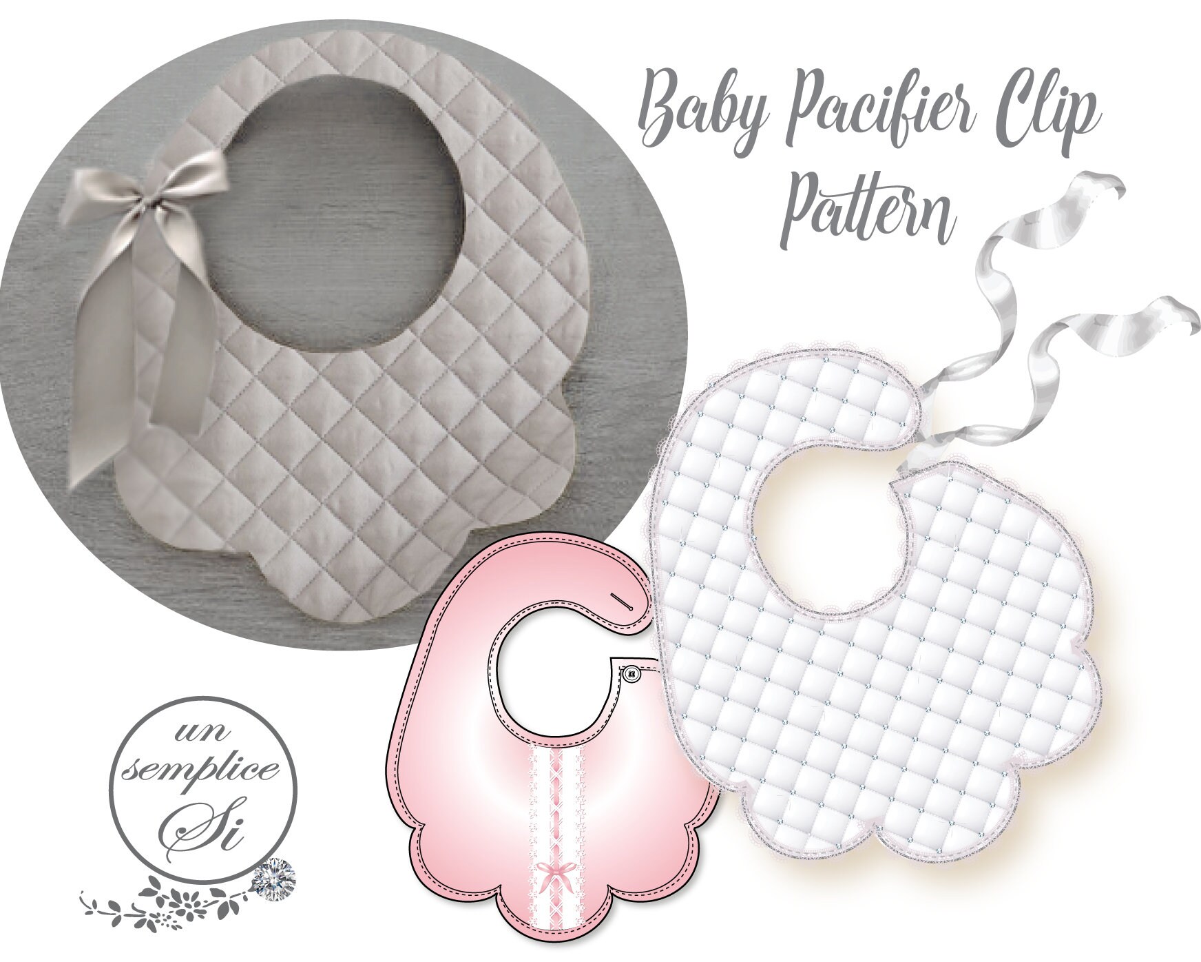 Baby Accessories Sewing Pattern PDF – Pacifier Clip With 4 Covers & Bib ...