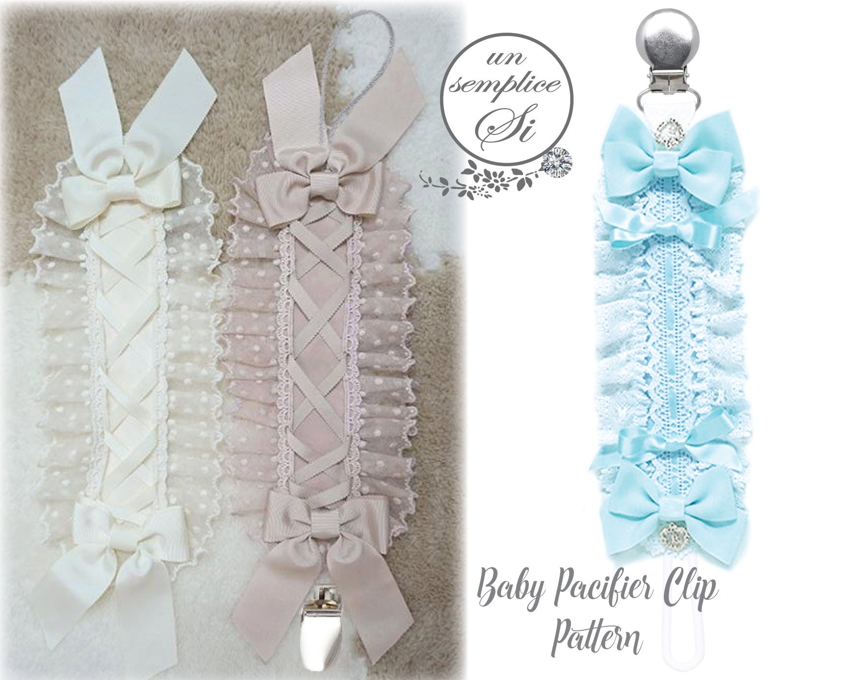 Baby Accessories Sewing Pattern PDF – Pacifier Clip With 4 Covers & Bib ...