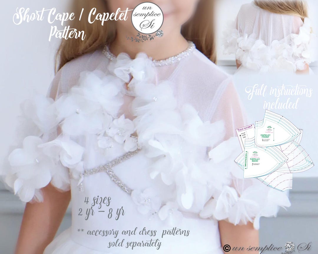 Cape Pattern,2 YR -8 YR Capelet Pattern, Christening Cape Pattern ...
