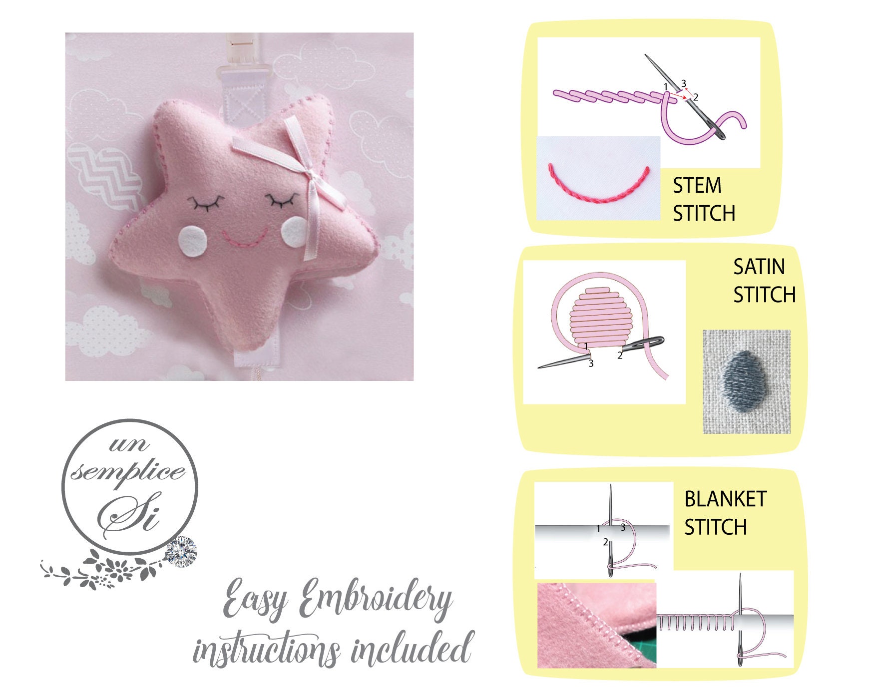 Baby Accessories Sewing Pattern PDF – Pacifier Clip With 4 Covers & Bib ...