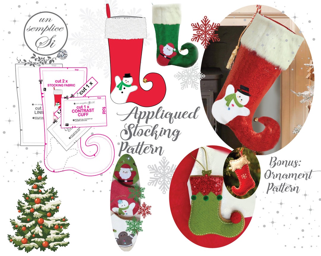 Elf Holiday Stocking , Christmas Elf Stocking Pattern, Felt Elf Ornament PATTERN, Elf Stocking ...