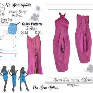 Multiway Beach Cover up PATTERN, Infinity Beach Dress Pattern ,pareo ...