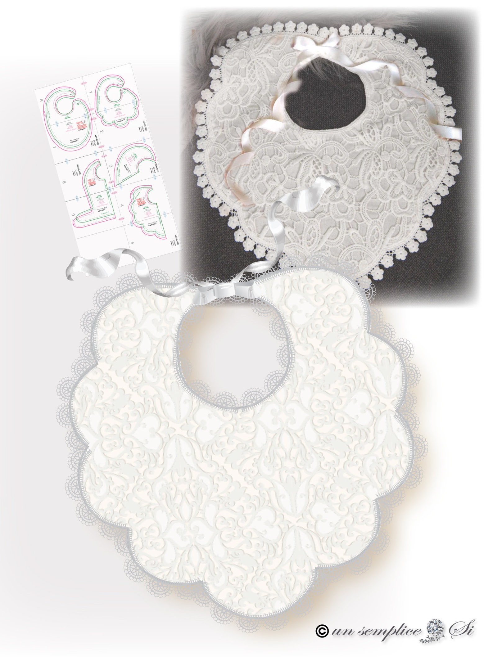5 Baby Bibs Patterns, Christening Bibs, Baptism Toddler Bib Pattern ...