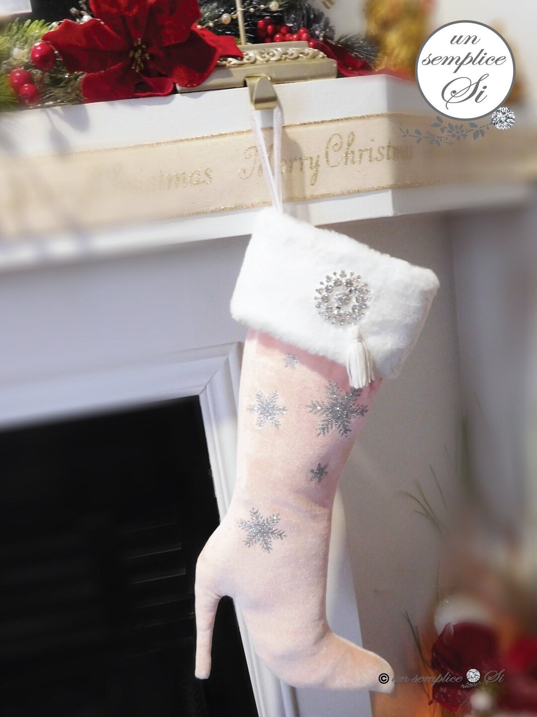 Stiletto Boot Stocking, Velvet Christmas Stocking , Personalized ...