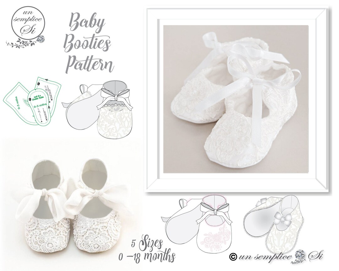 Baby Booties Pattern, Christening Shoes, High Cut Bootie Pattern, PDF ...