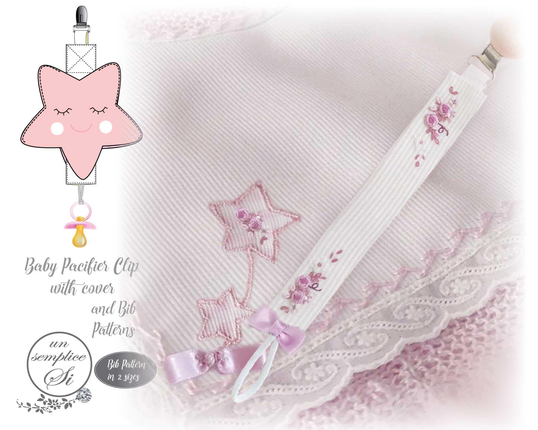 Baby Accessories Sewing Pattern PDF – Pacifier Clip With 4 Covers & Bib ...