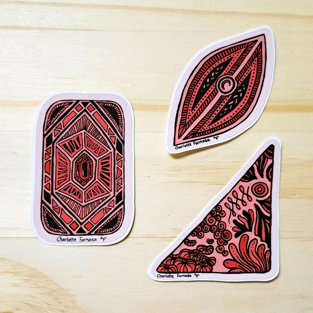 The Pink Set Set of 3 Sticker Bundle, Glossy Waterproof Vinyl Art ...
