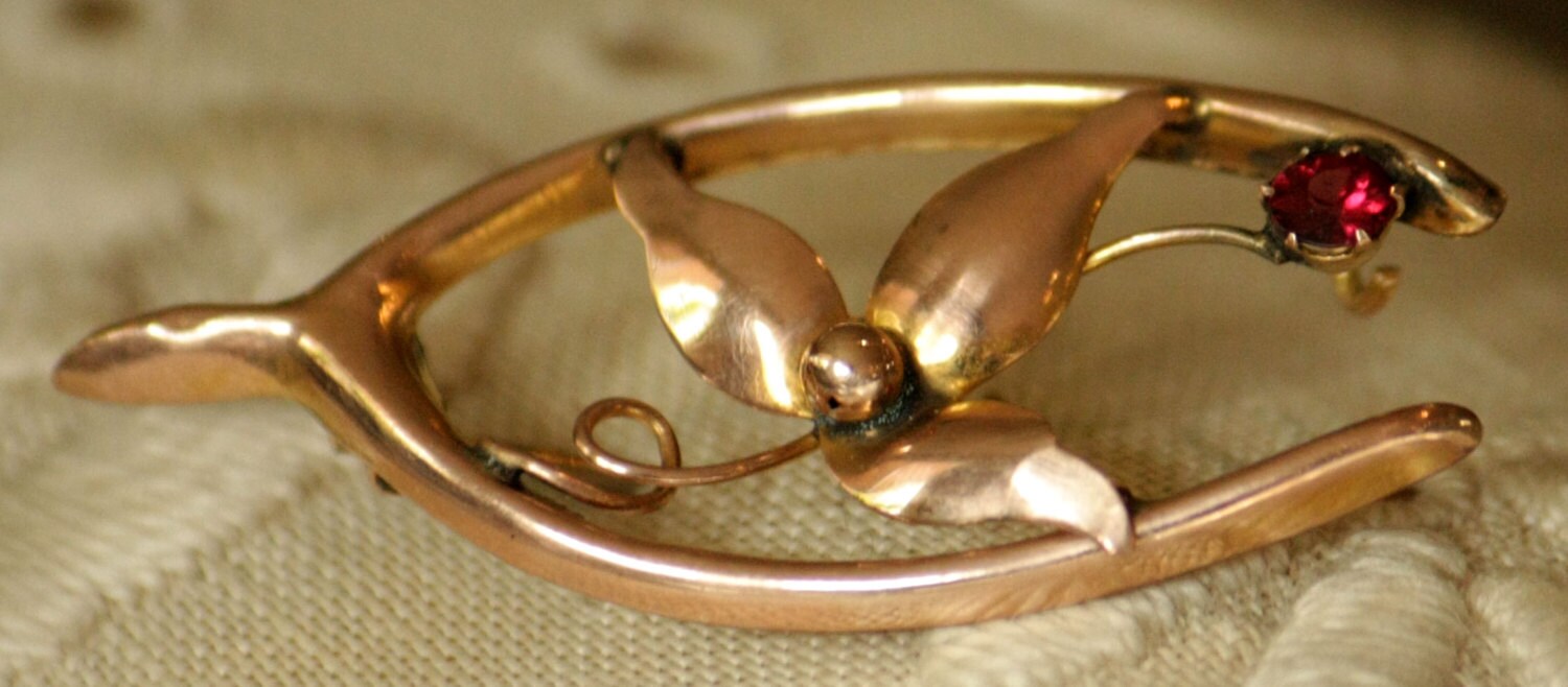 Antique Wishbone Brooch Victorian Good Luck Jewelry Gold - Etsy