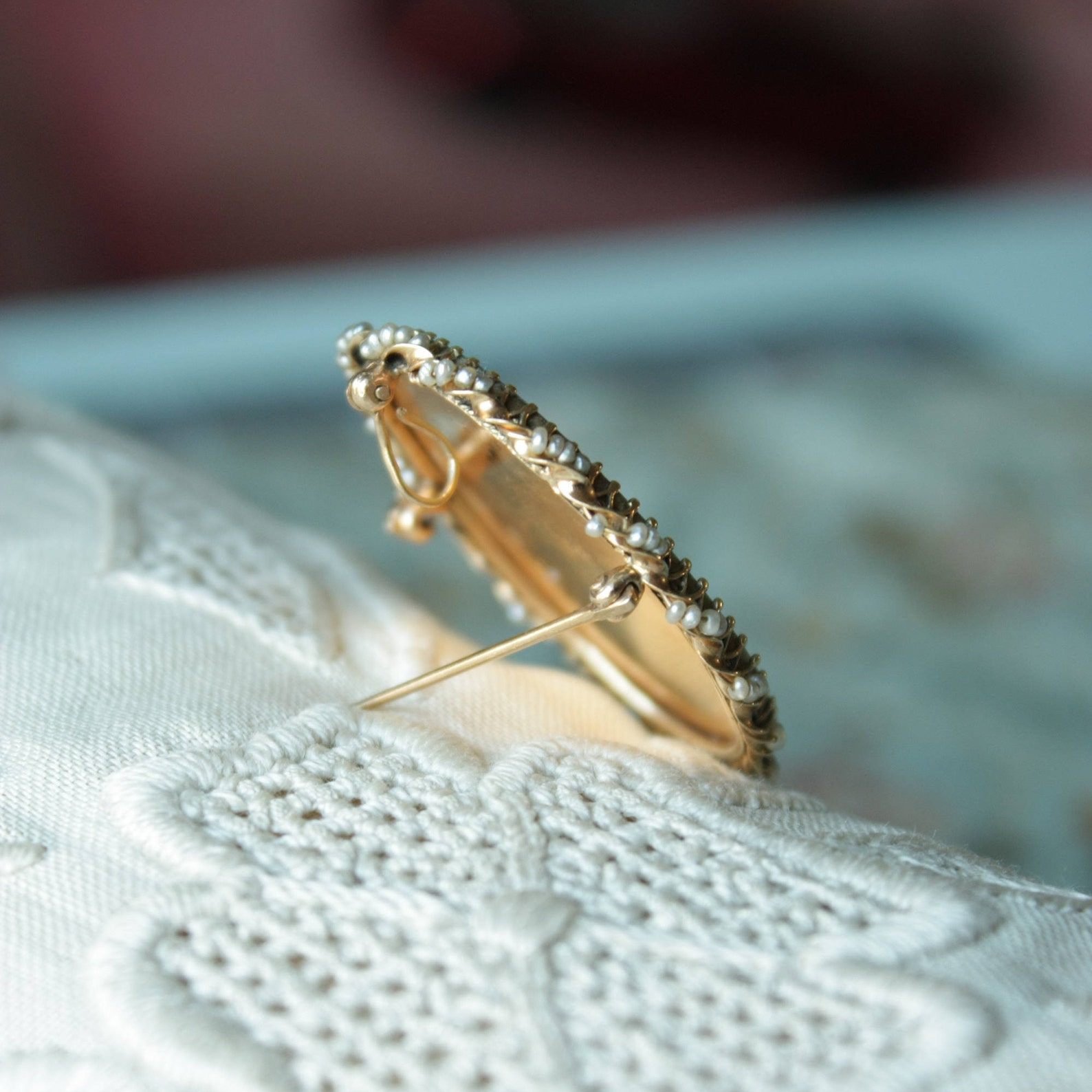 Victorian Brooch - Miniature Portrait of Woman, Antique Jewelry, Hand ...