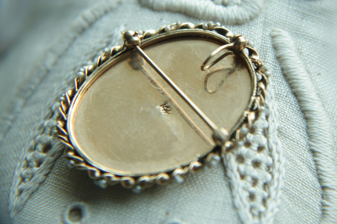 Victorian Brooch Miniature Portrait of Woman, Antique Jewelry, Hand ...